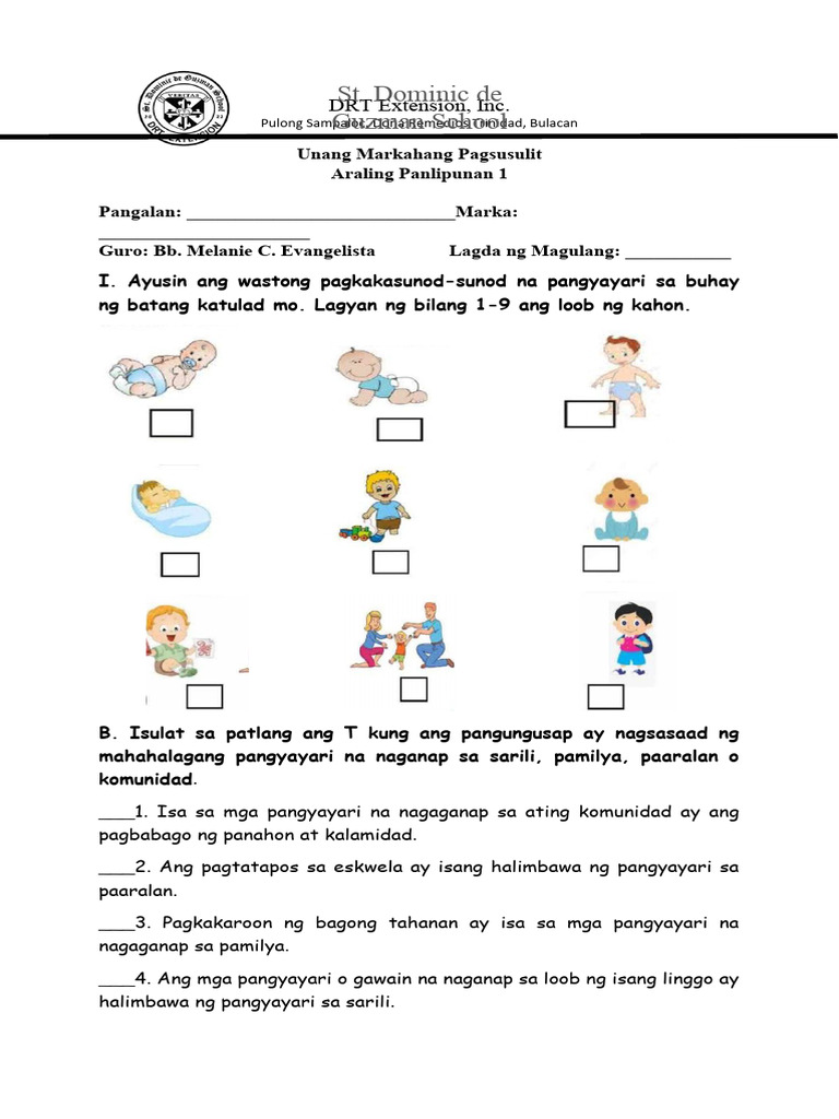 AP1 Unang Markahang Pagsusulit OCT 2023 | PDF
