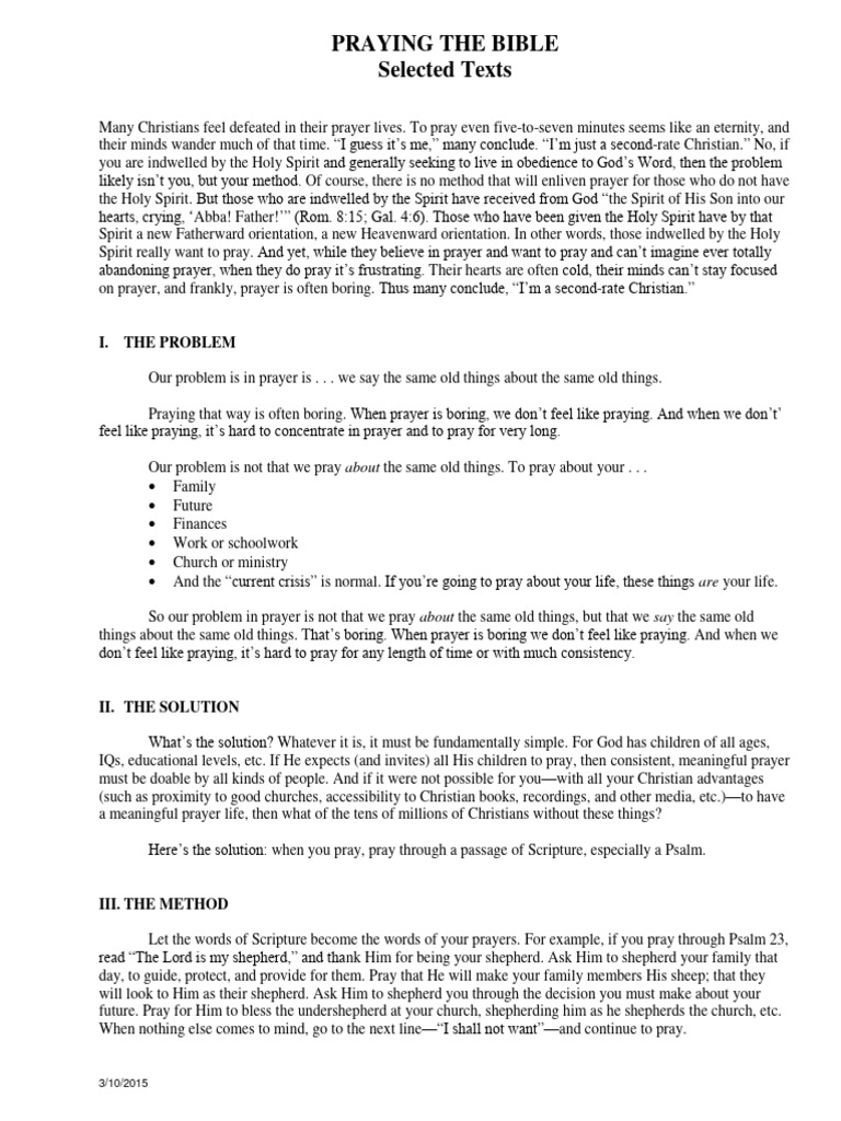 Praying The Bible Sermon Outline | PDF | Prayer | Bible