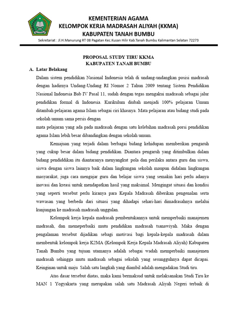 Proposal Studi Tiru KKMA Tanah Bumbu | PDF