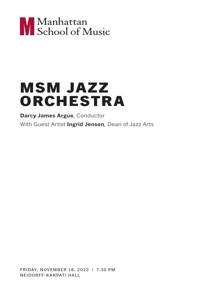 2022.11.18 Jazz Orchestra Music of Darcy James Argue Program WEB | PDF ...