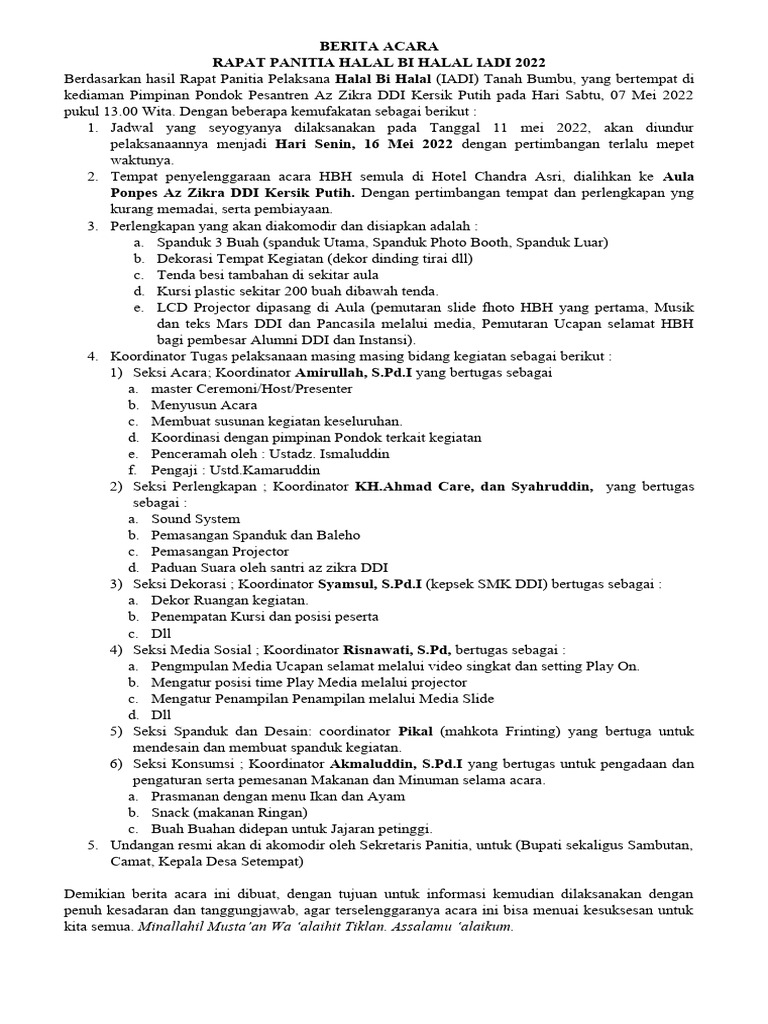 Perubahan Acara Ke Ponpes Az Zikra DDI | PDF