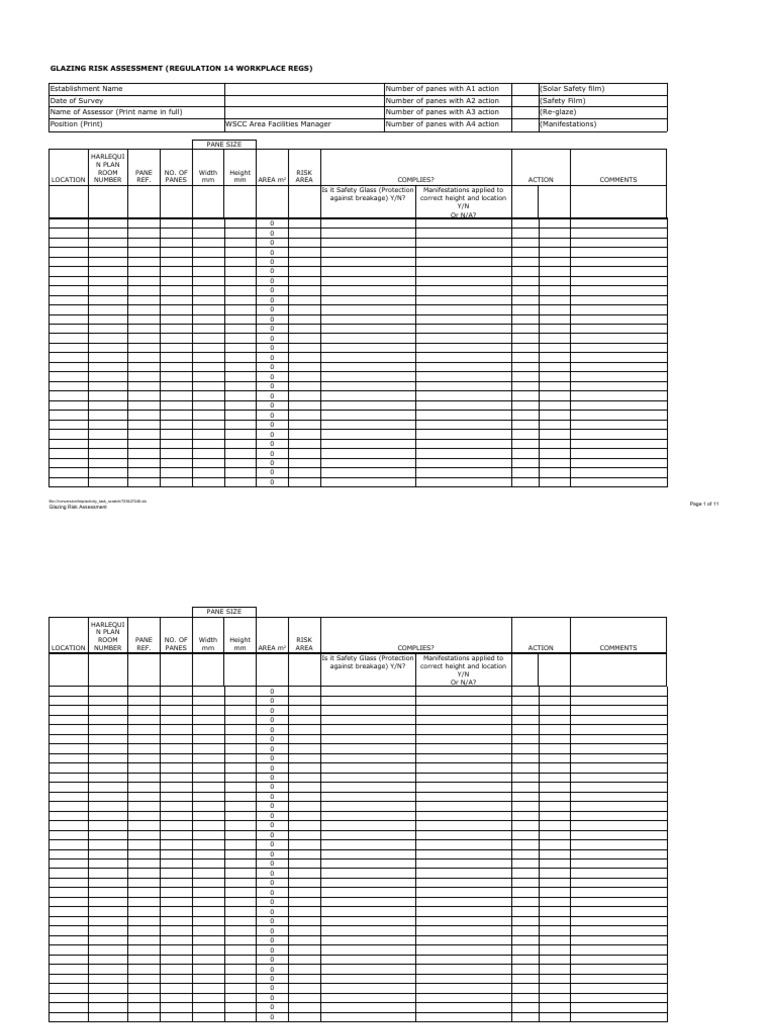 Glass and Glazing - Risk assessment form | PDF | Window | Glasses
