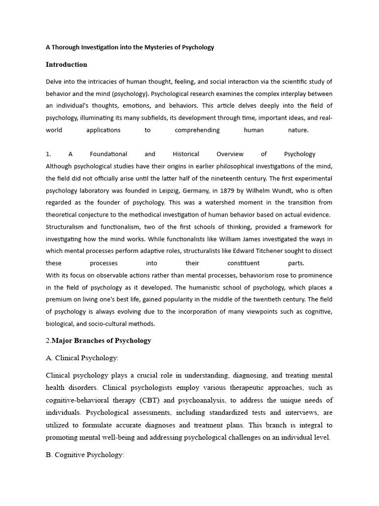 A Thorough Investigation Into The Mysteries of Psychology | Download ...