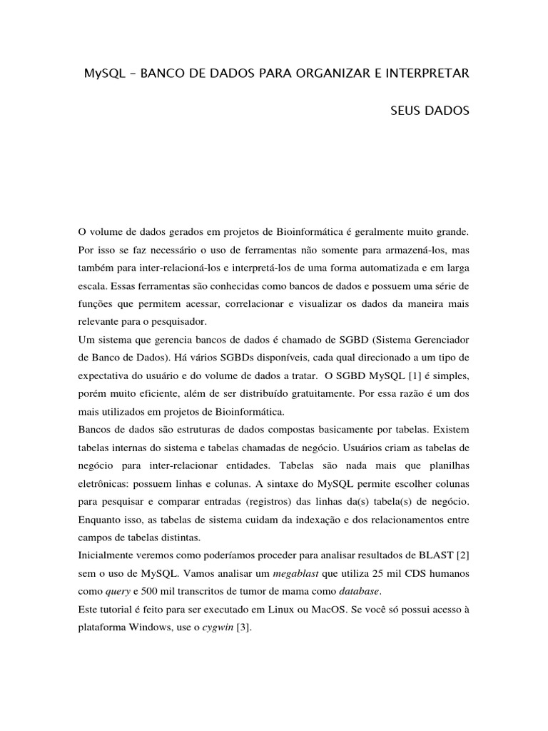 Manual Aula MySQL | PDF | SQL | Tabela (banco de dados)