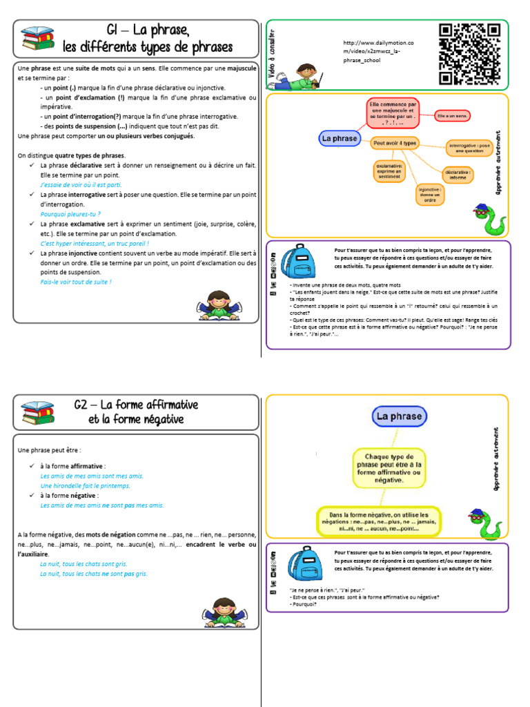 Types de phrases et exercices CM1 | PDF | Sujet (Grammaire) | Phrase