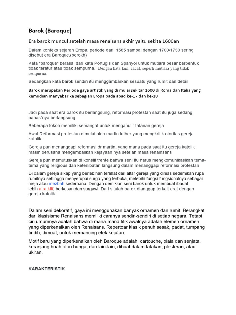 Barok (UTS Sejarah Seni Rupa Barat) | PDF | Seni | Sejarah