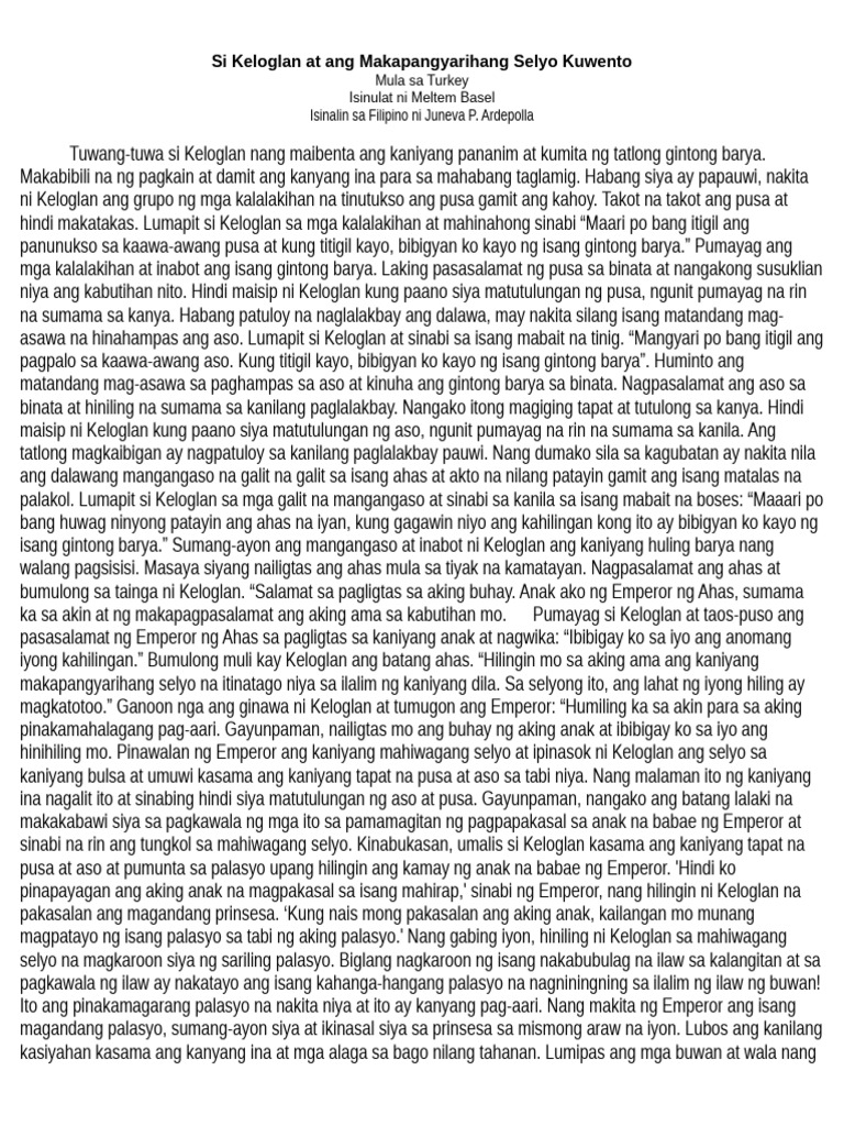 Si Keloglan at Ang Makapangyarihang Selyo Kuwento | PDF