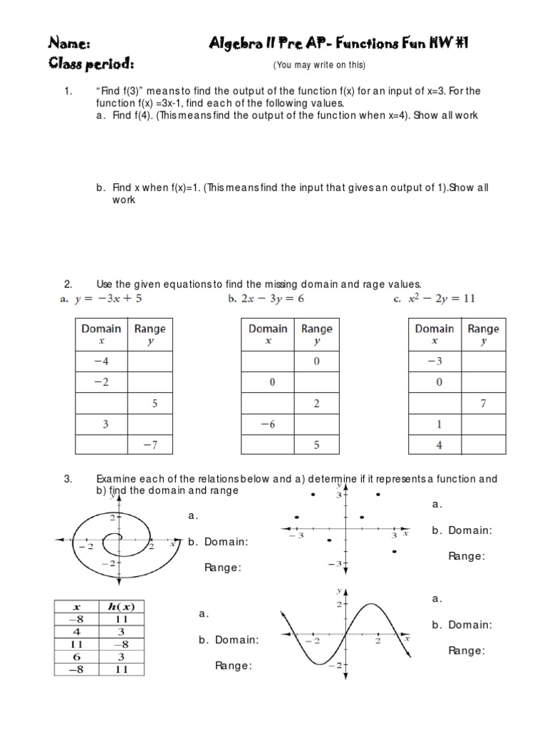 Algebra II Functions Homework Guide | PDF | Teaching Methods ...