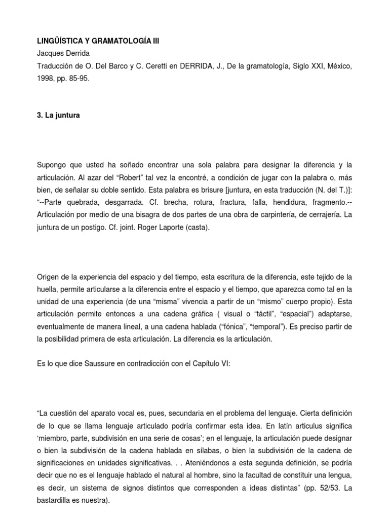 Jacques Derrida - Linguistic A y Gramatología 3 | PDF | Metafísica ...