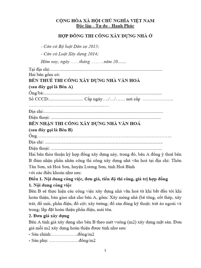 H P Đ NG Xây D NG Nhà Văn Hoá | PDF