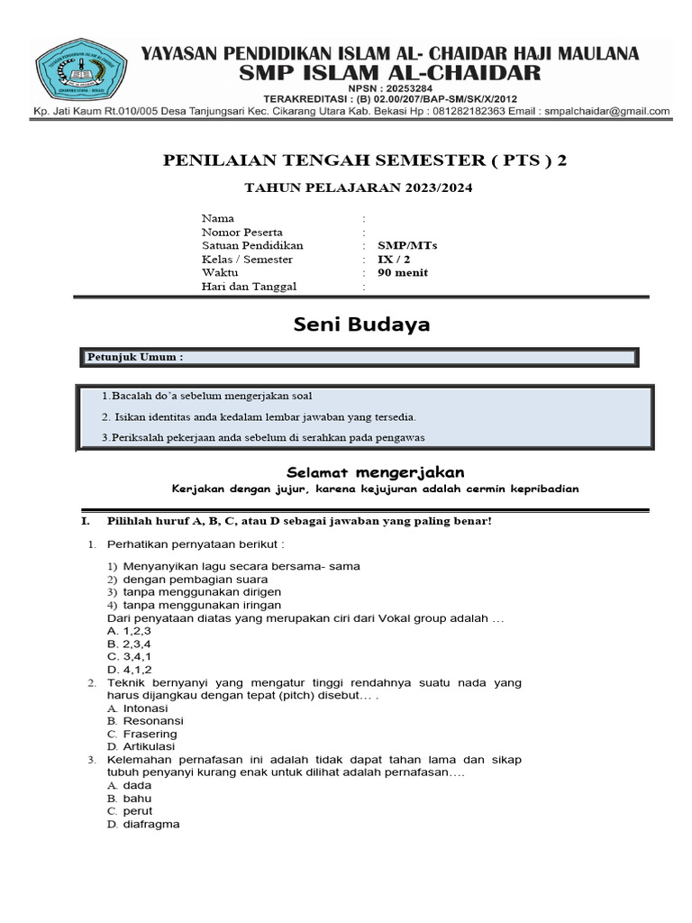 PTS 2 SMP 9 SBK 2024 | PDF