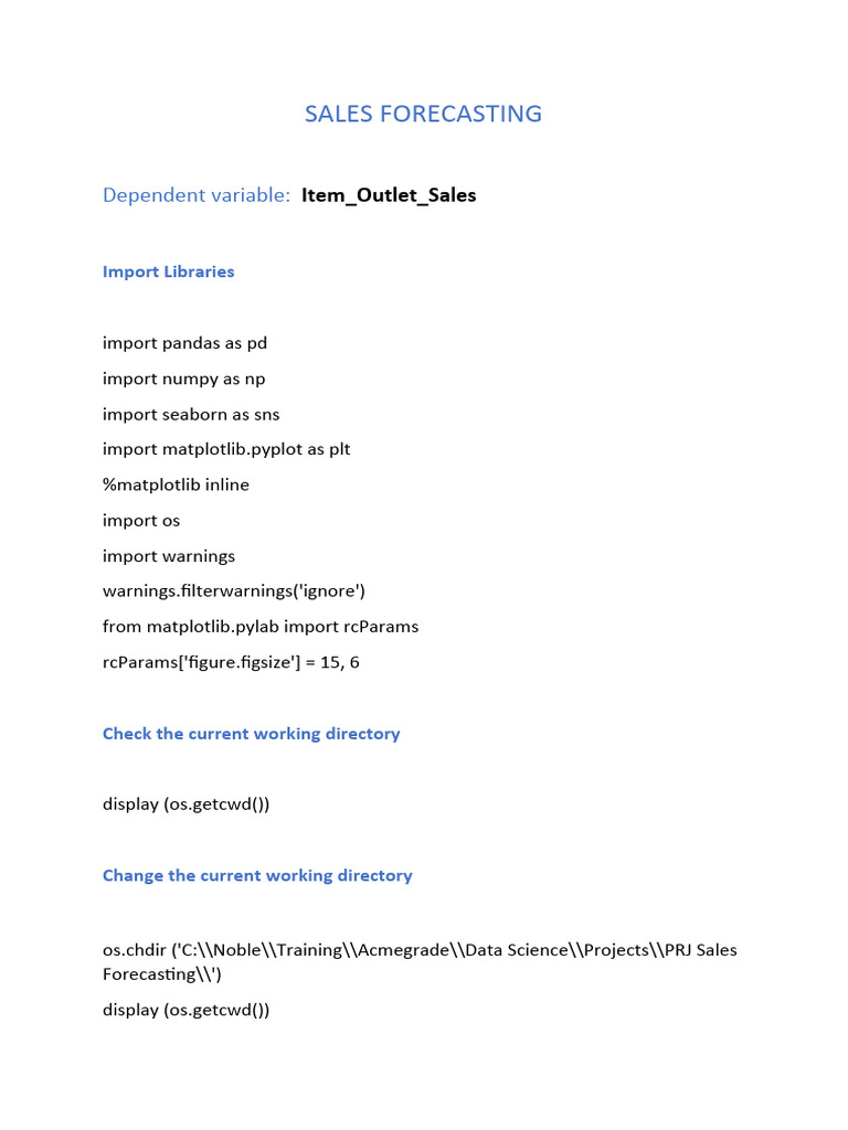 PRJ Sales Forecasting | PDF | Mean | Statistical Inference