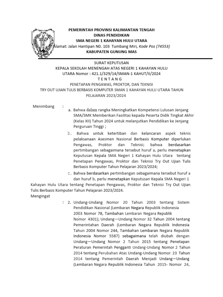 SK Proktor To Utbk 2024 | PDF