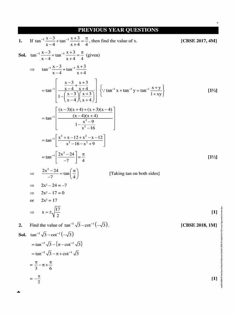 Worksheet Inverse Trigonometry With Solution. | PDF