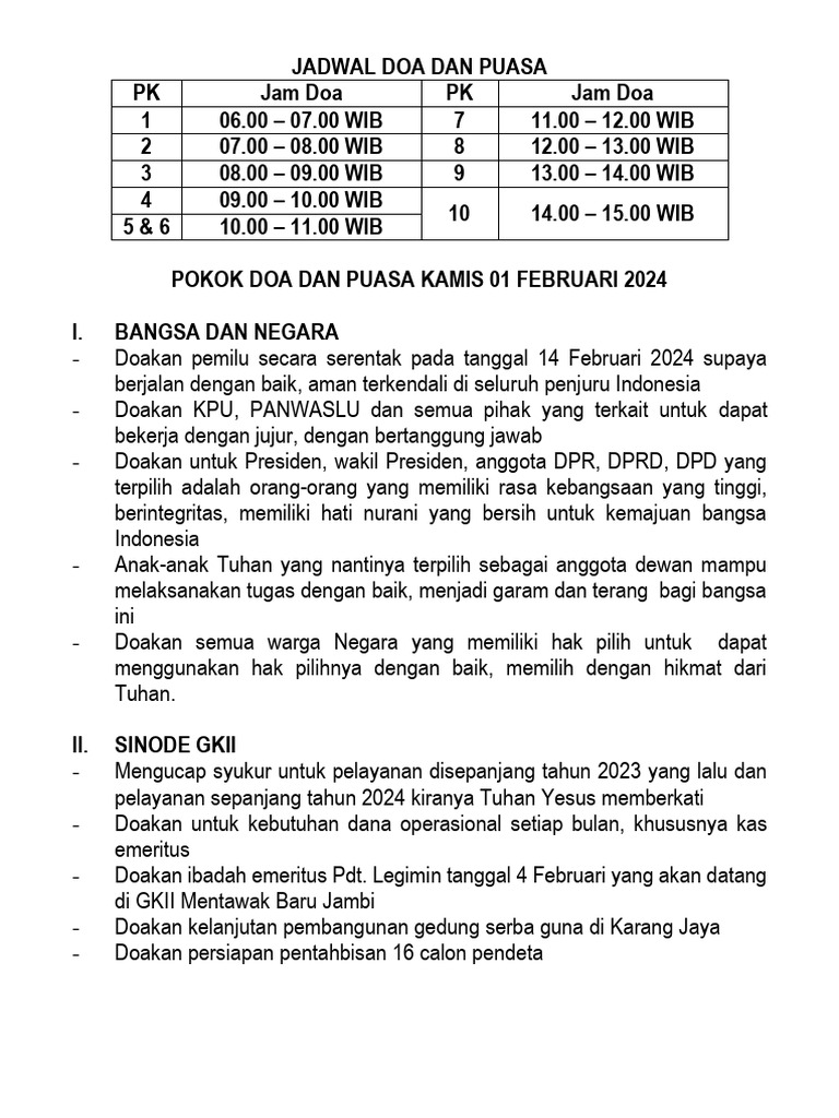 Pokok Doa Bangsa 2024 | PDF