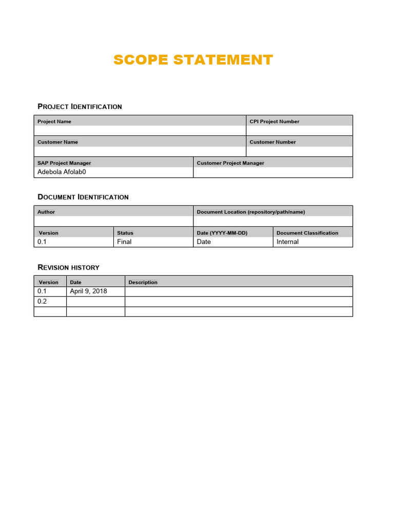 Scope Statement Template | PDF | Project Management | Information ...