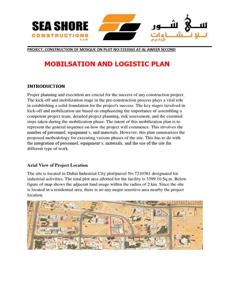 Site Mobilisation-Logistics Plan | PDF | Procurement | Logistics