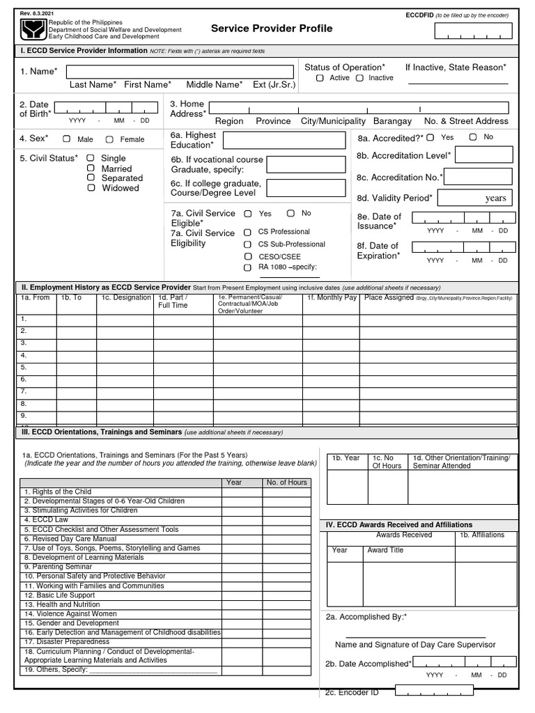 Eccd Service Provider 08032021 | PDF | Child Care | Family