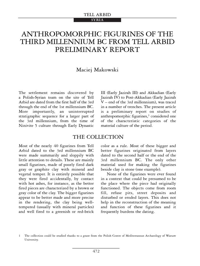 (2007) Anthropomorphic Figurines of The Third Millennium BC From Tell Arbid. Preliminary Report ...