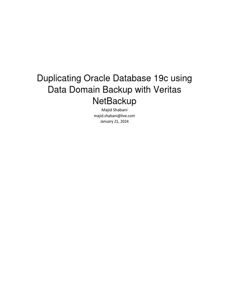 Duplicate Oracle Database 19c Veritas NetBackup | PDF | Databases | Backup