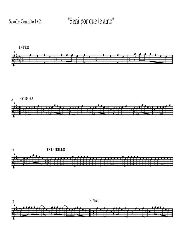 Sera Por Que Te Amo Saxo Alto | PDF