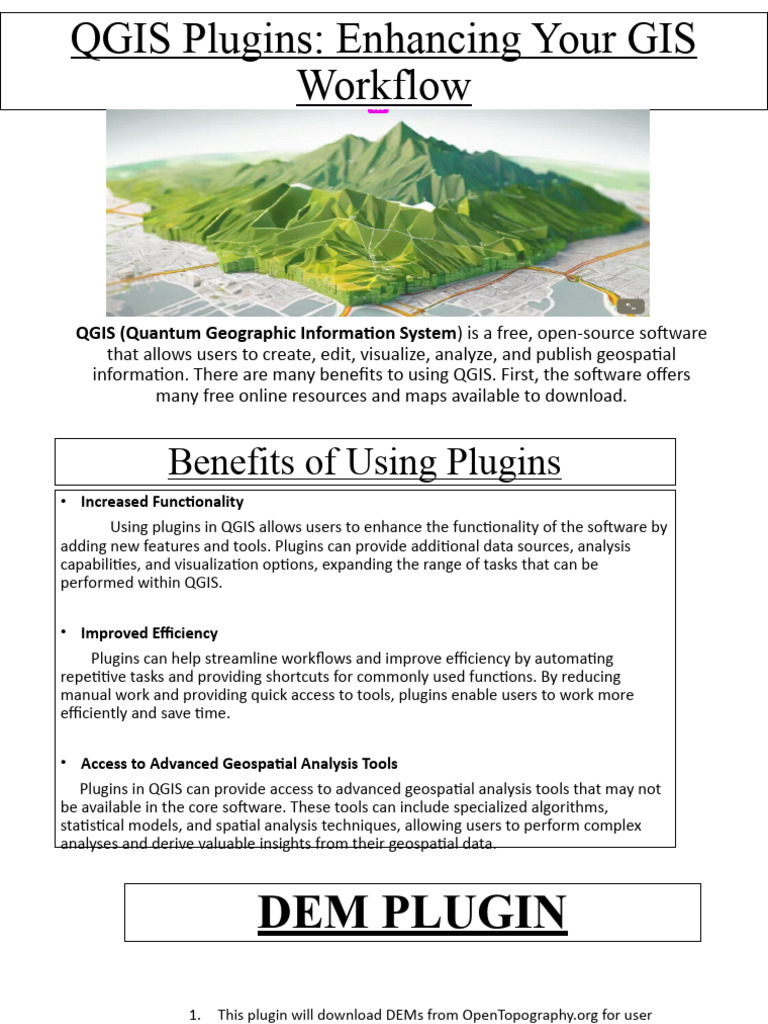 QGIS Plugins Enhancing Your GIS Workflow | PDF | Geographic Information System | Graphic Design
