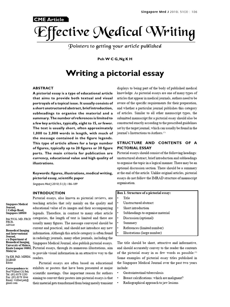 Writing A Pictorial Essay | PDF | Essays | Abstract (Summary)