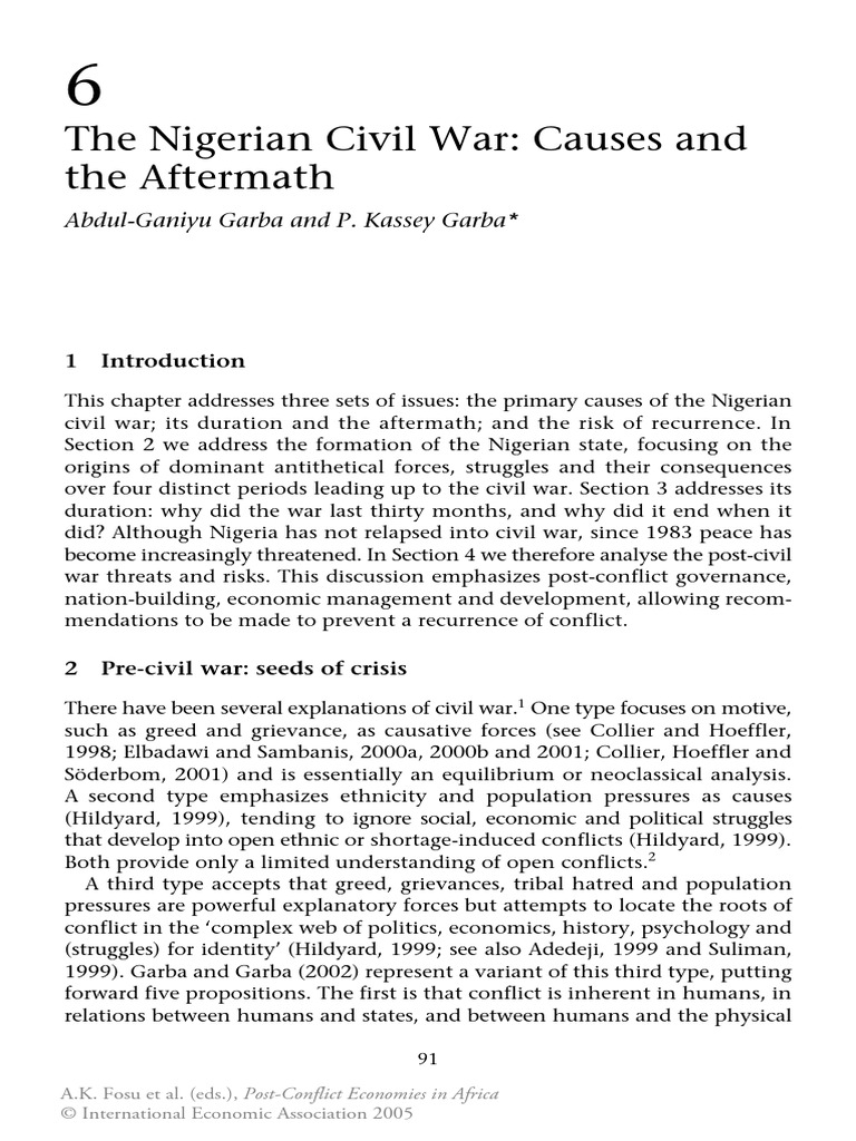 The Nigerian Civil War: Causes and The Aftermath: Abdul-Ganiyu Garba and P. Kassey Garba | PDF ...