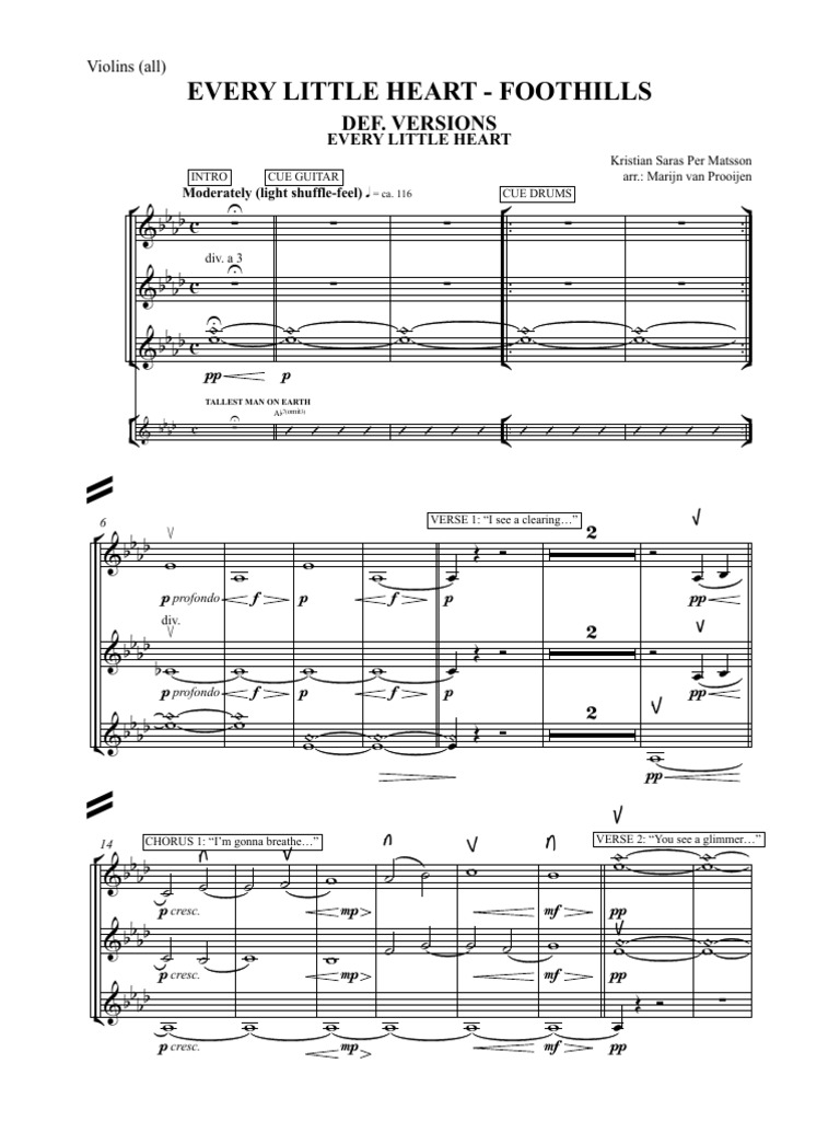 Every Little Heart - Foothills Def - Violins (All) - 2 | PDF