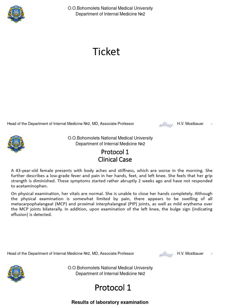Example of An Exam Ticket | PDF | Internal Medicine | Pain