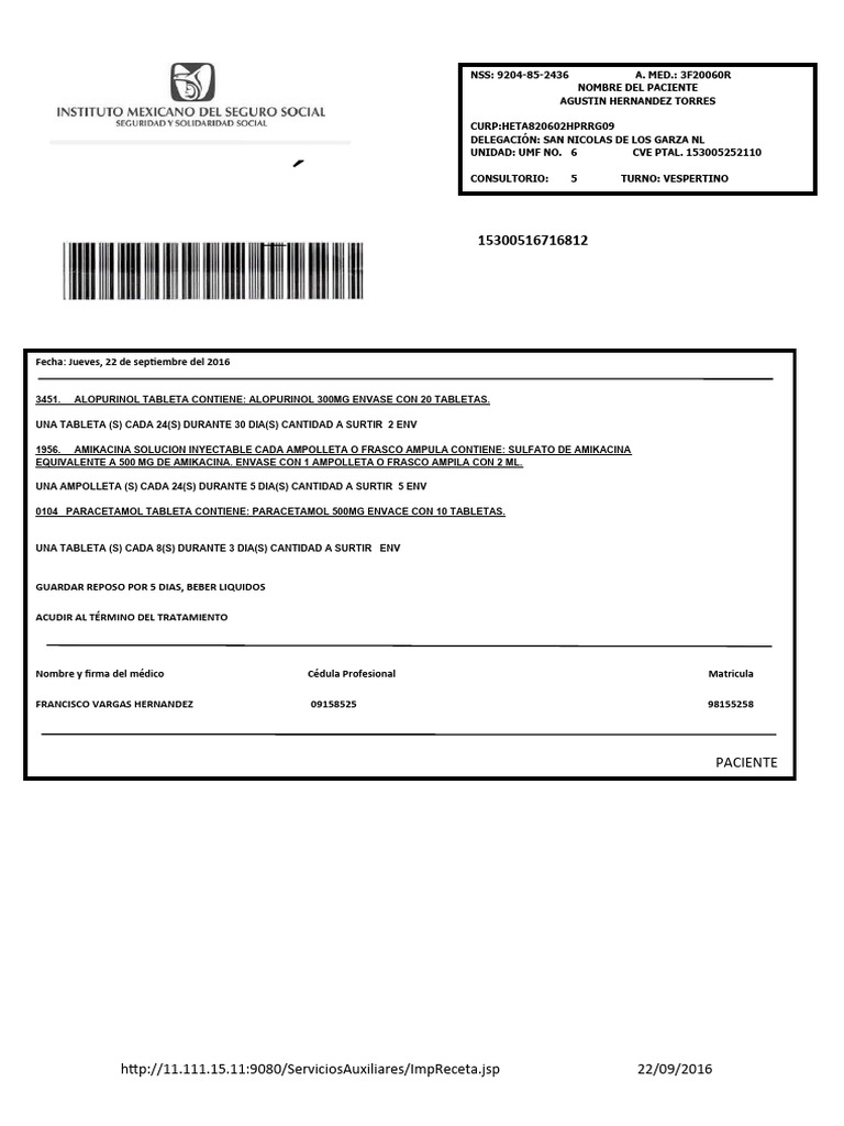 Prescription for Medications and Dosage | PDF