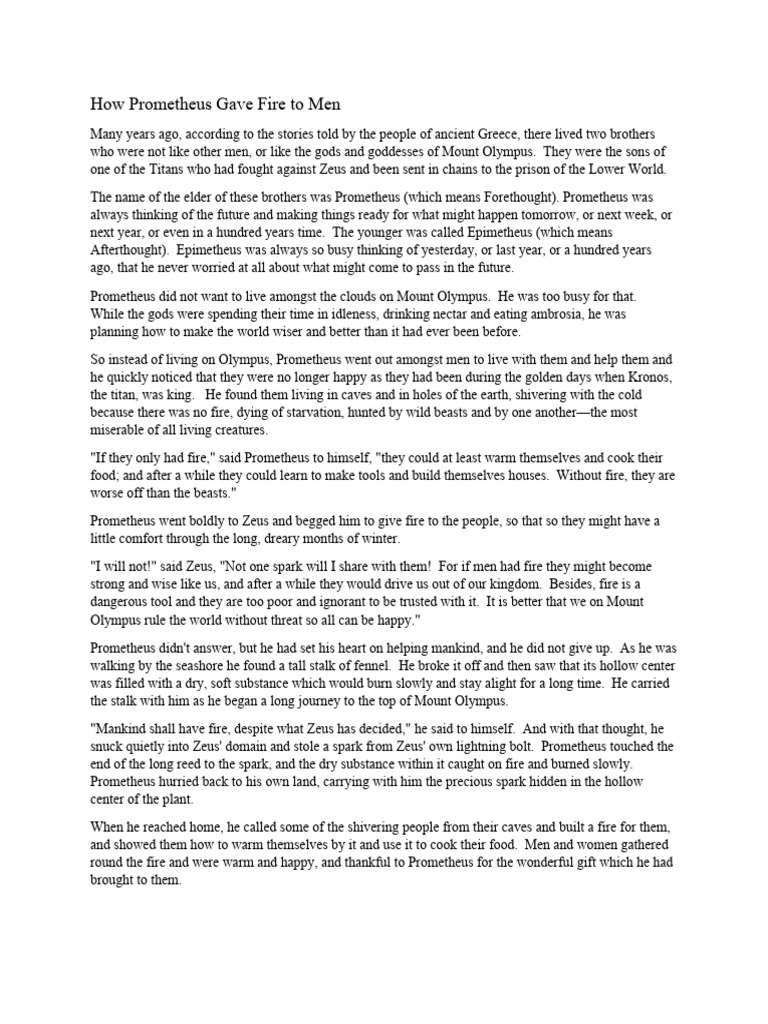 Narrative text | PDF | Prometheus | Zeus