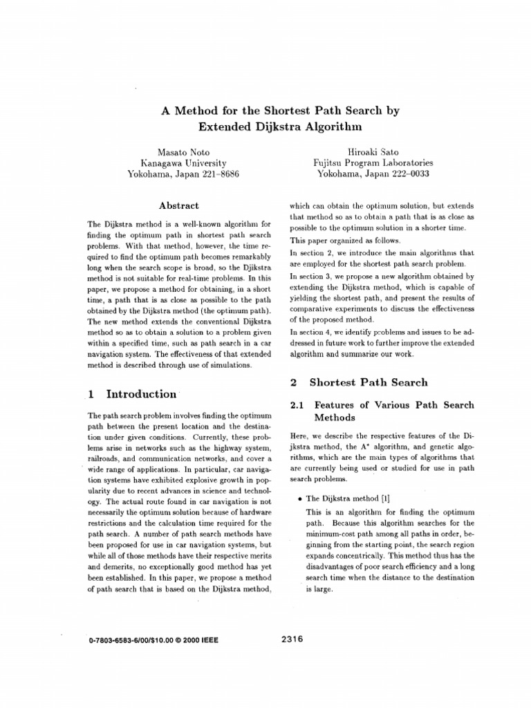 A Method For The Shortest Path Search By Extended Dijkstra Algor Pdf