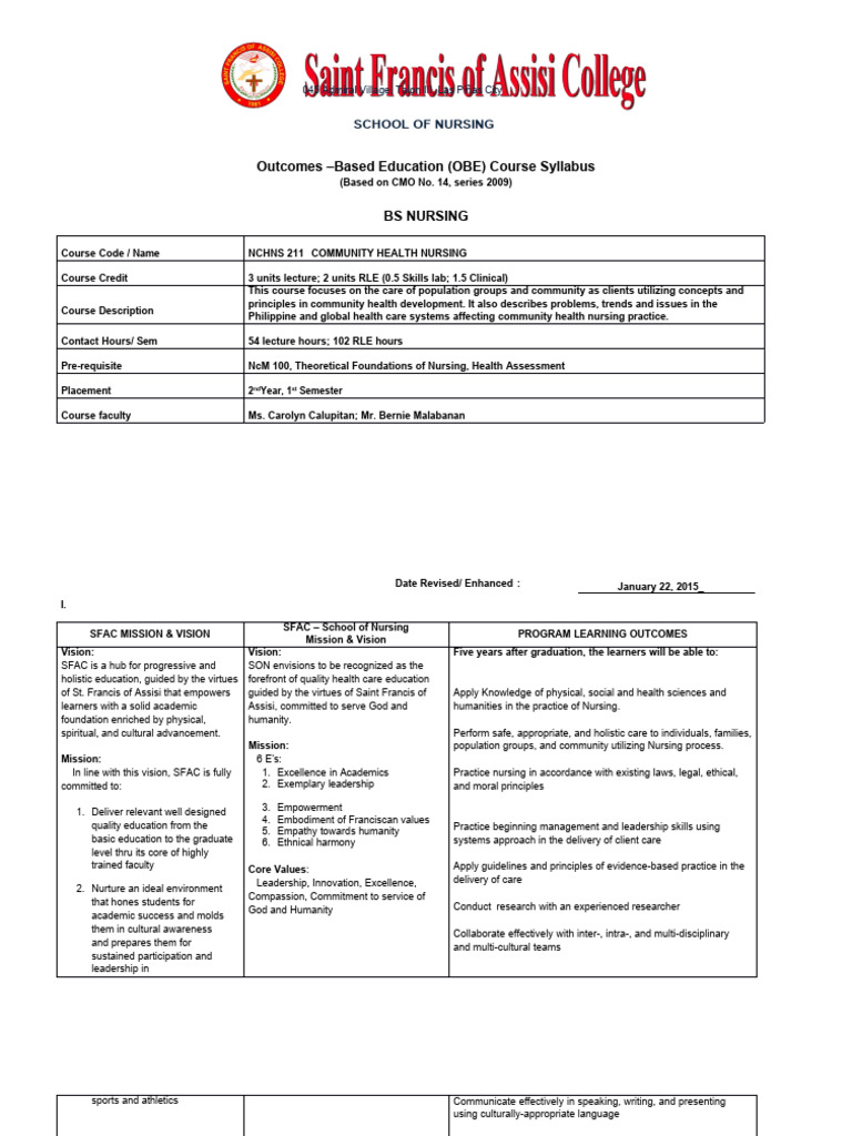 CHN Course Syllabus | PDF