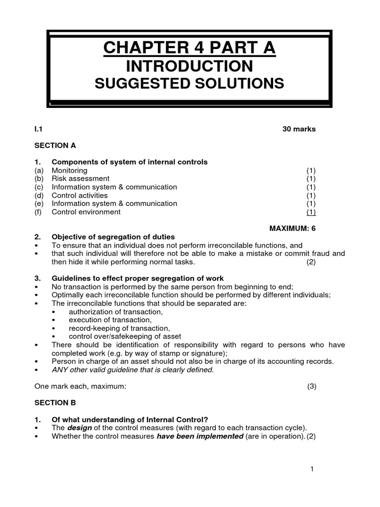 Chapter 4 Part A - Cycles - Introduction - English Solutions 2024 | PDF | Internal Control ...