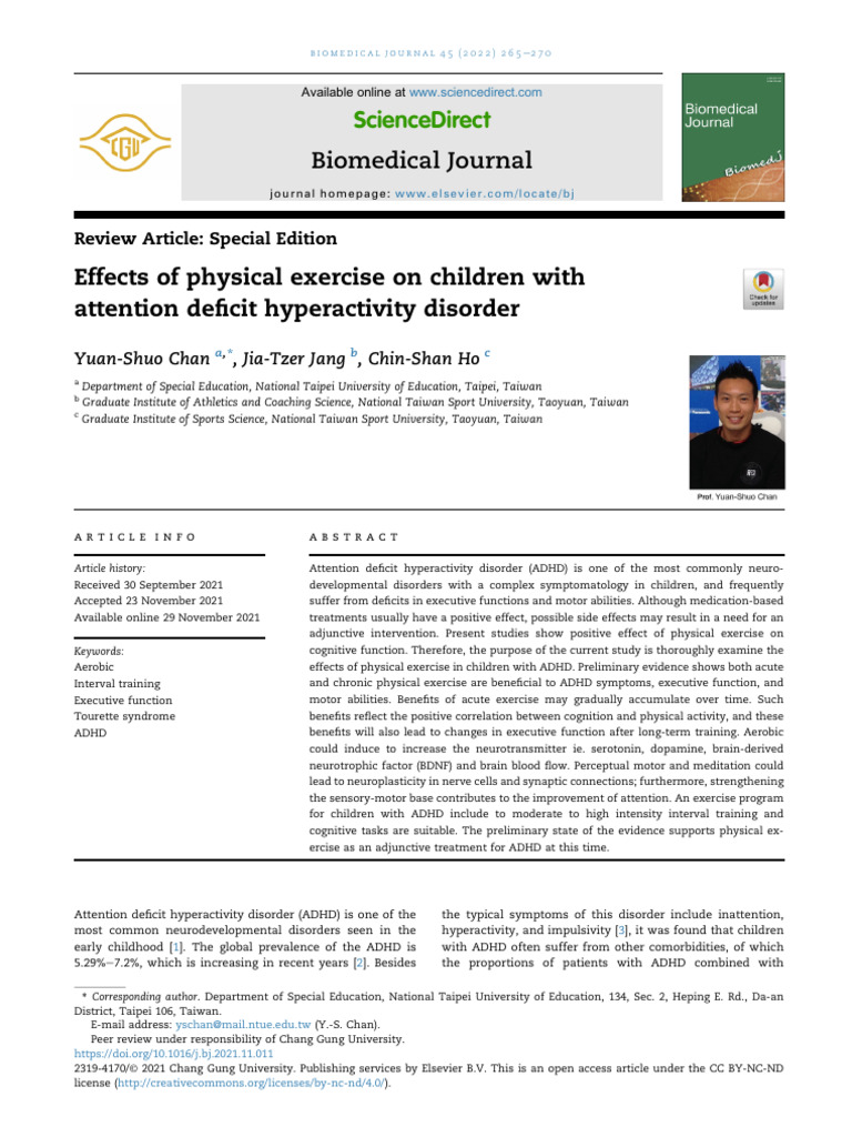 Effects of Physical Exercise On Children With Attention Deficit Hyperactivity Disorder | PDF ...