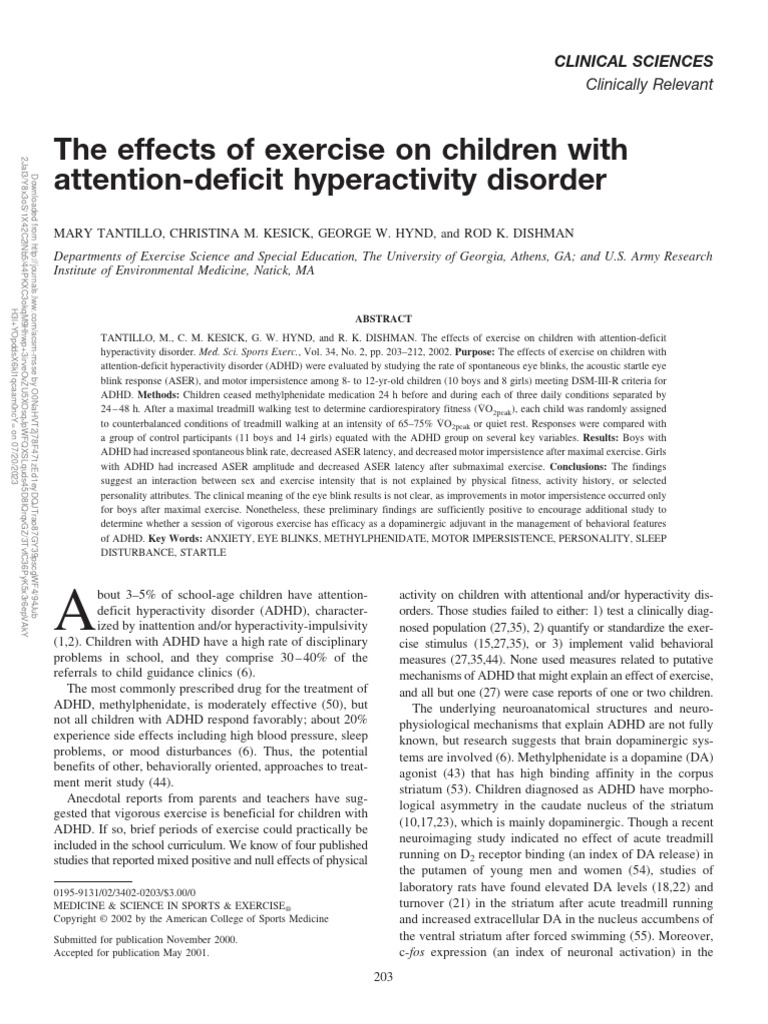 The Effects of Exercise On Children With Attention-Deficit ...