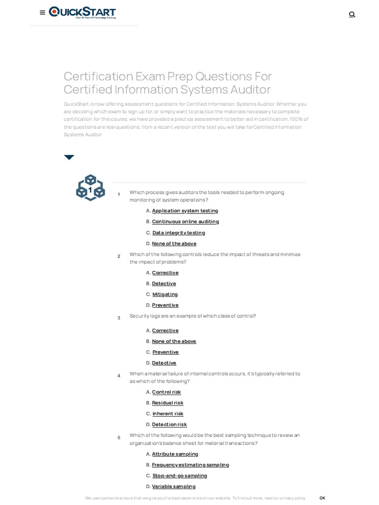 CISA Exam Practice Questions | PDF | Audit | Financial Audit