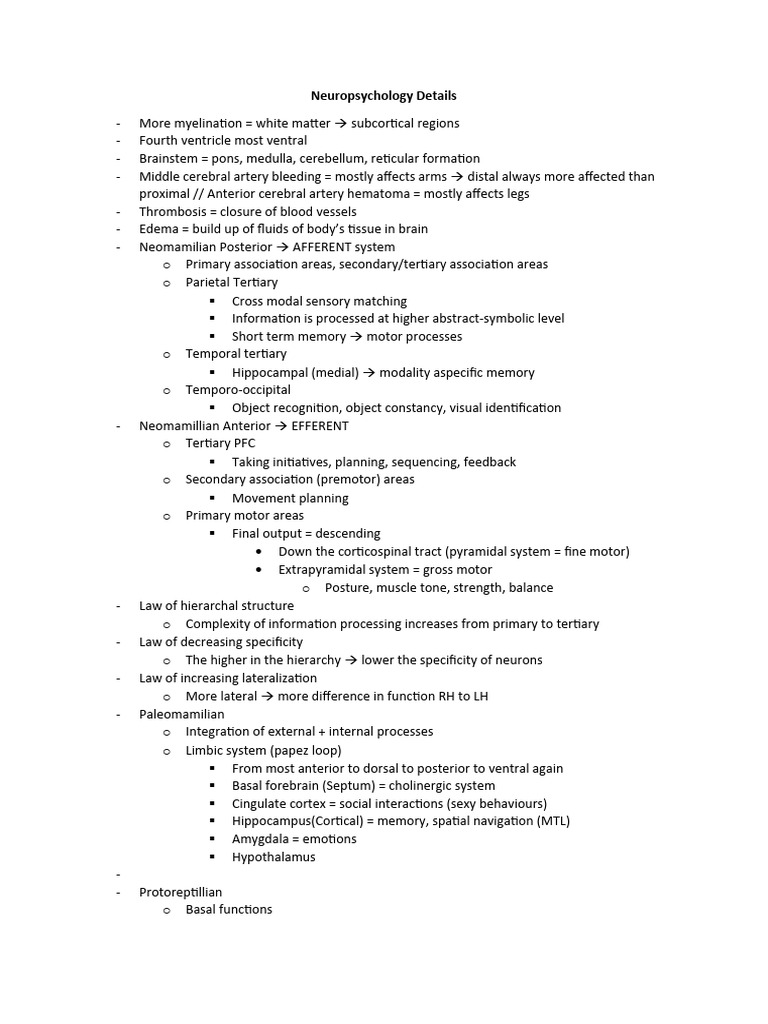 Neuropsychology Details | PDF | Parietal Lobe | Temporal Lobe
