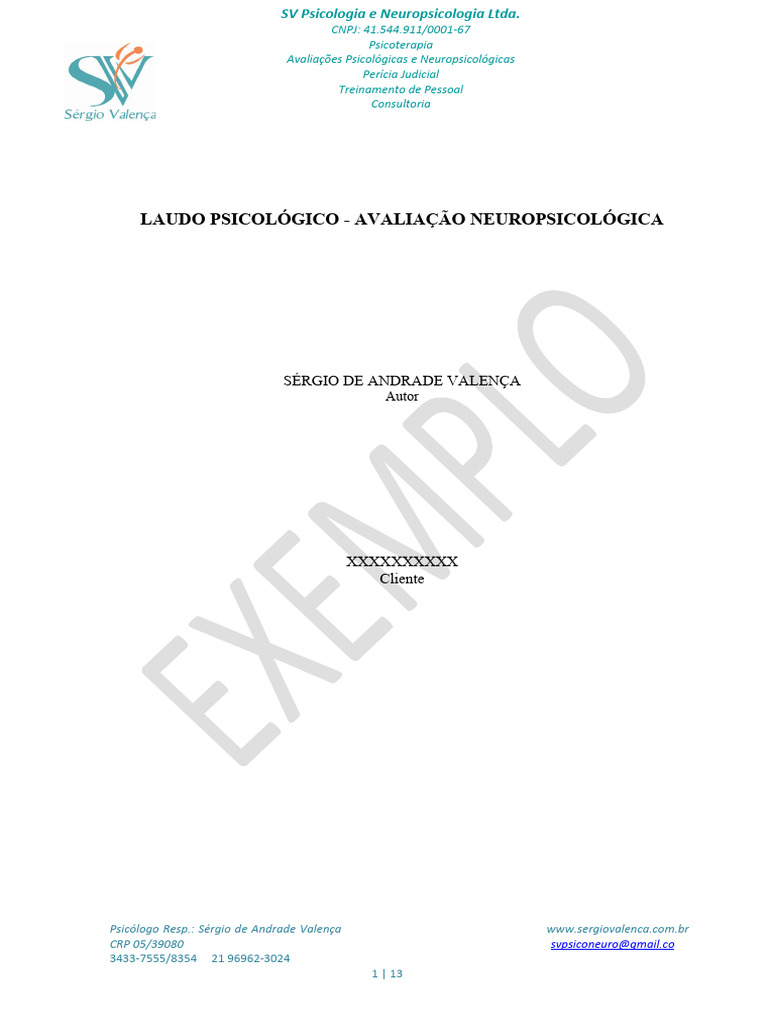 Exemplo Laudo Idosos | PDF | Neuropsicologia | Psicologia