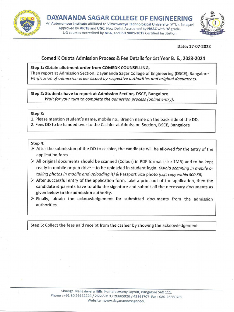 Comedk Fee Structure 2023 24 | PDF