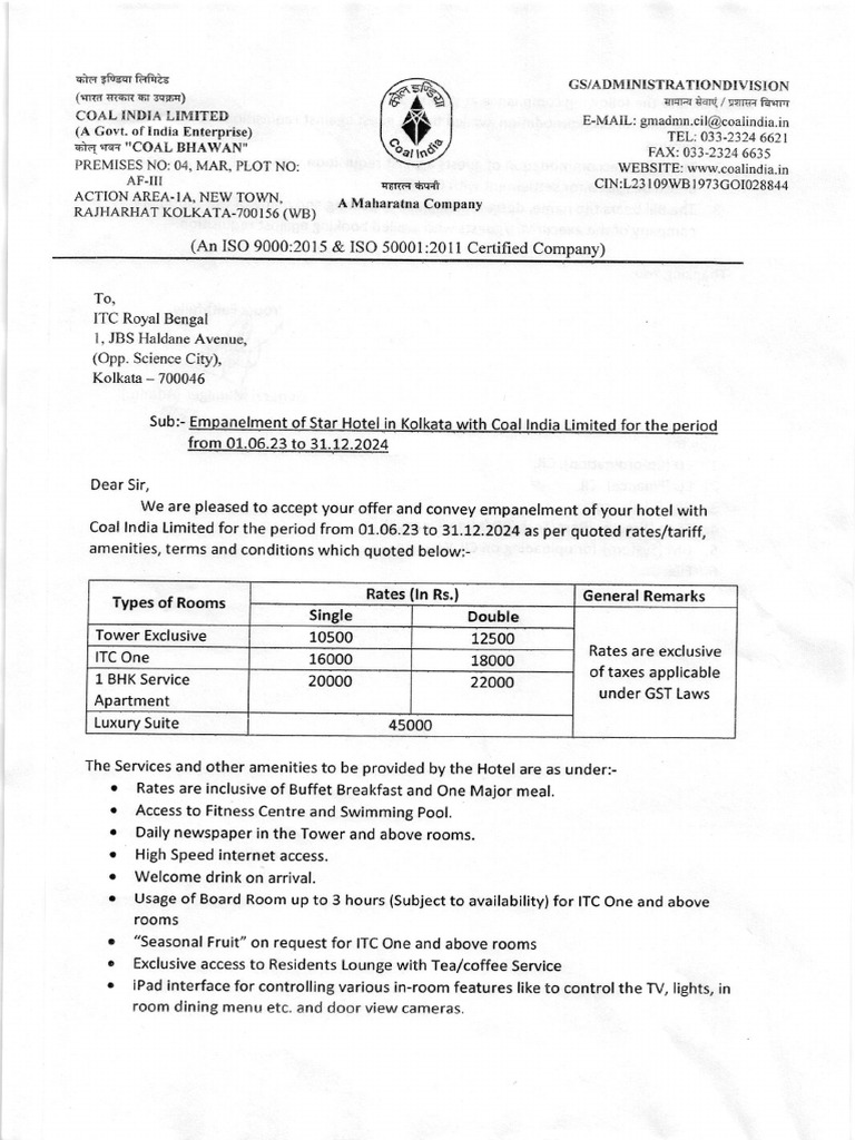 Star Hotel Letter | PDF