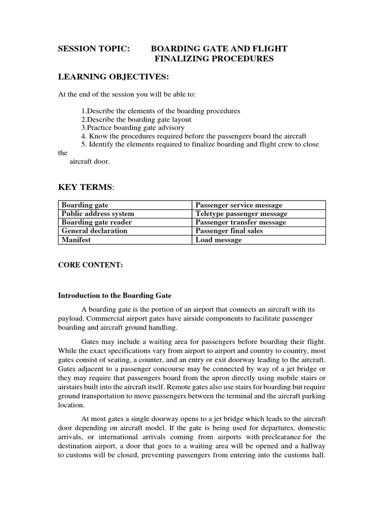 Understanding Airport Boarding Gates | PDF | Airport | Flight Attendant