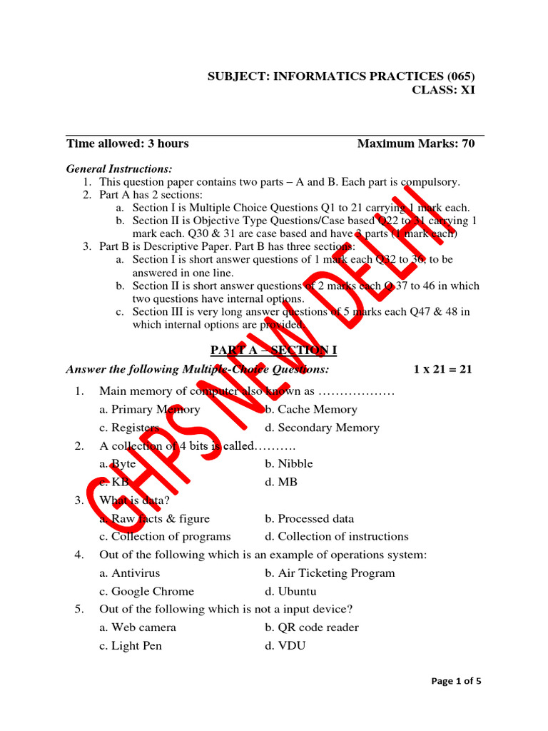 IP XI Paper For Students | PDF | Python (Programming Language) | C (Programming Language)