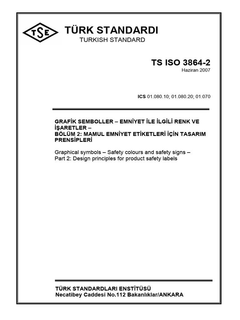 Ts Iso 3864 2 Grafi̇k Semboller Emni̇yet İle İlgi̇li̇ Renk Ve İşaretler 3001