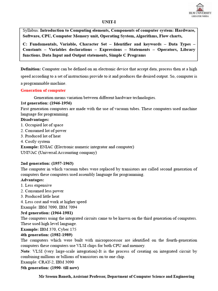 PPS Unit-1 | PDF | Computer Data Storage | Read Only Memory
