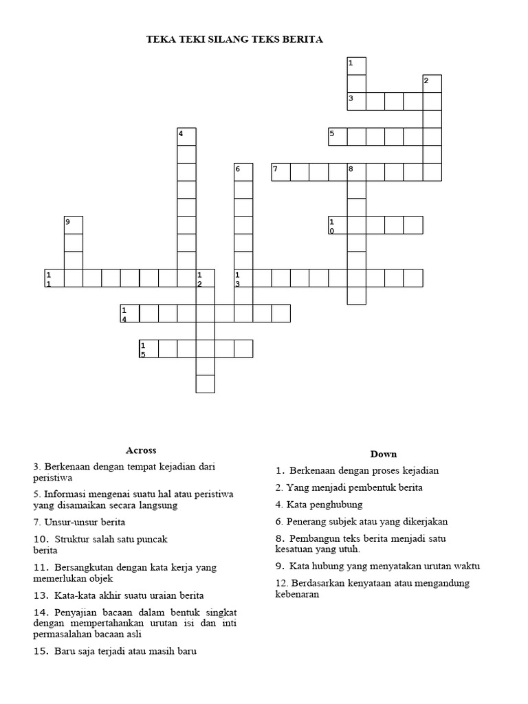 TEKA TEKI SILANG TEKS BERITA - Crossword Labs | PDF