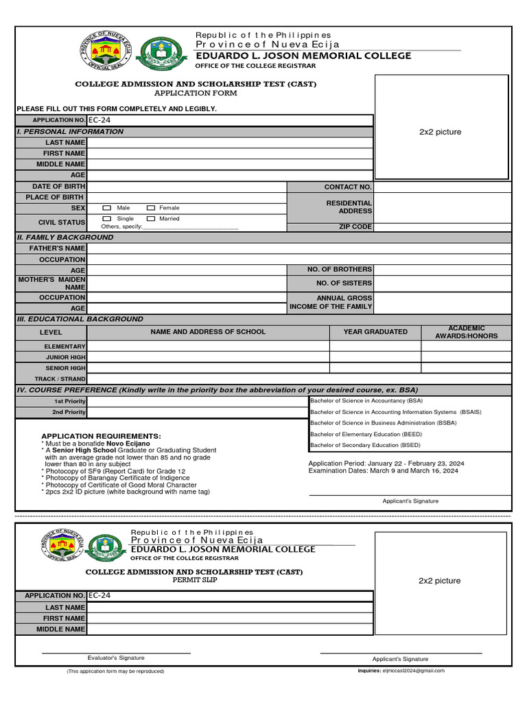 Cast Application Form Final | PDF | College | University And College Admission