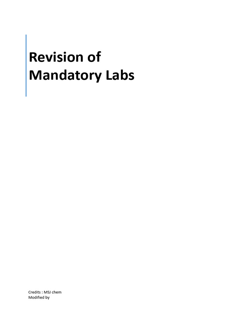 (Revision) Mandatory Labs | PDF | Redox | Titration