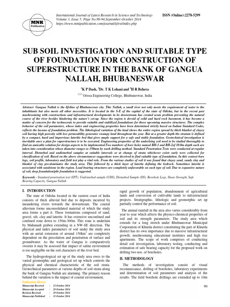 Sub Soil Investigation and Suitable Type of Foundation For Construction ...